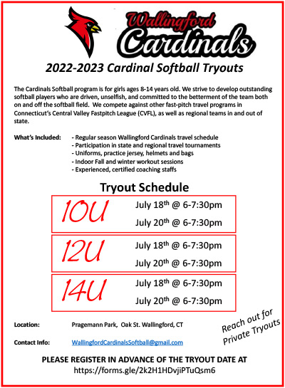 TRYOUTS – Wallingford Cardinals Softball